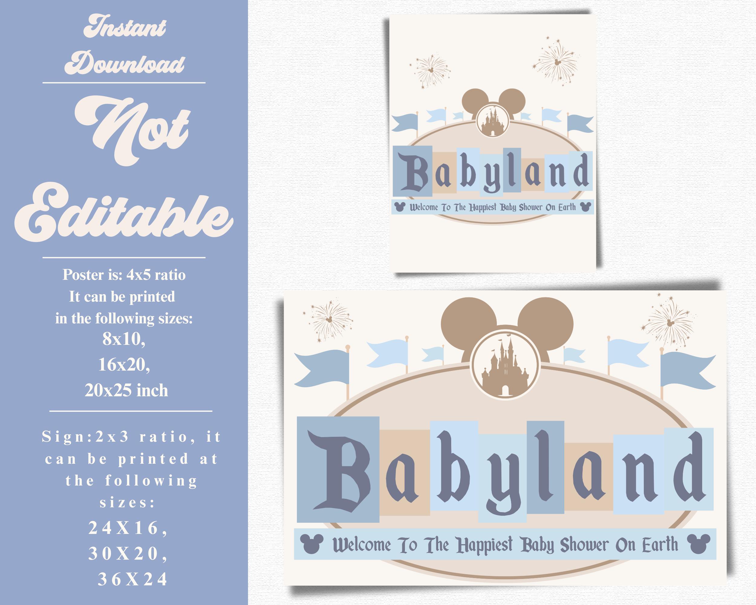 Disneyland Babyland Welcome Sign, Disney Baby Shower Decor (digital ...