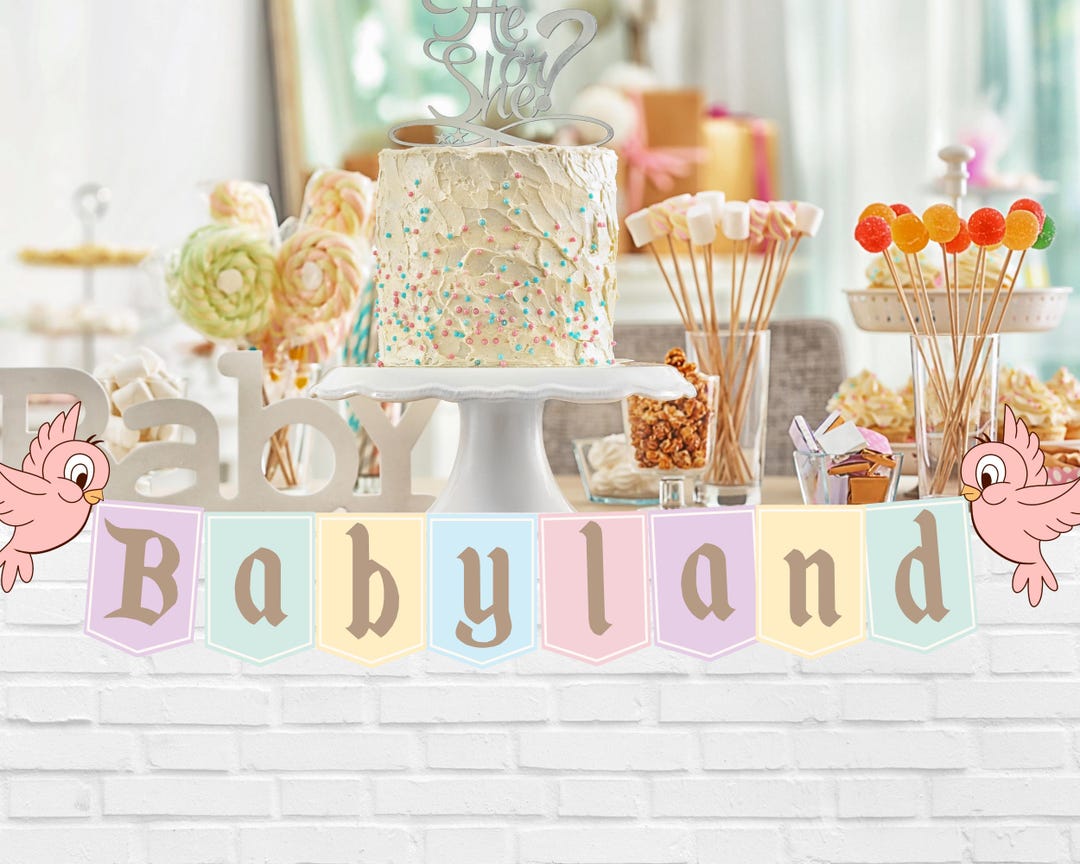 Babyland Baby Shower Banner Sign, Mouse Theme Baby Shower Party ...