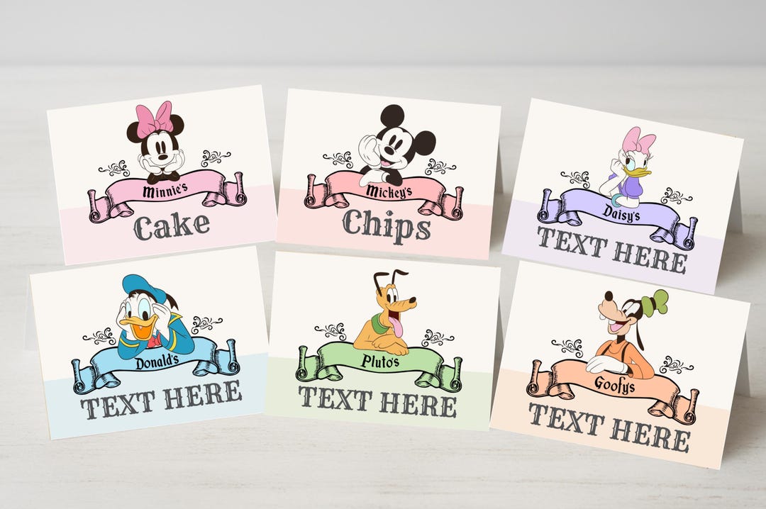 Editable Mickey Mouse Food Labels | Printable Birthday Tent Cards - Etsy