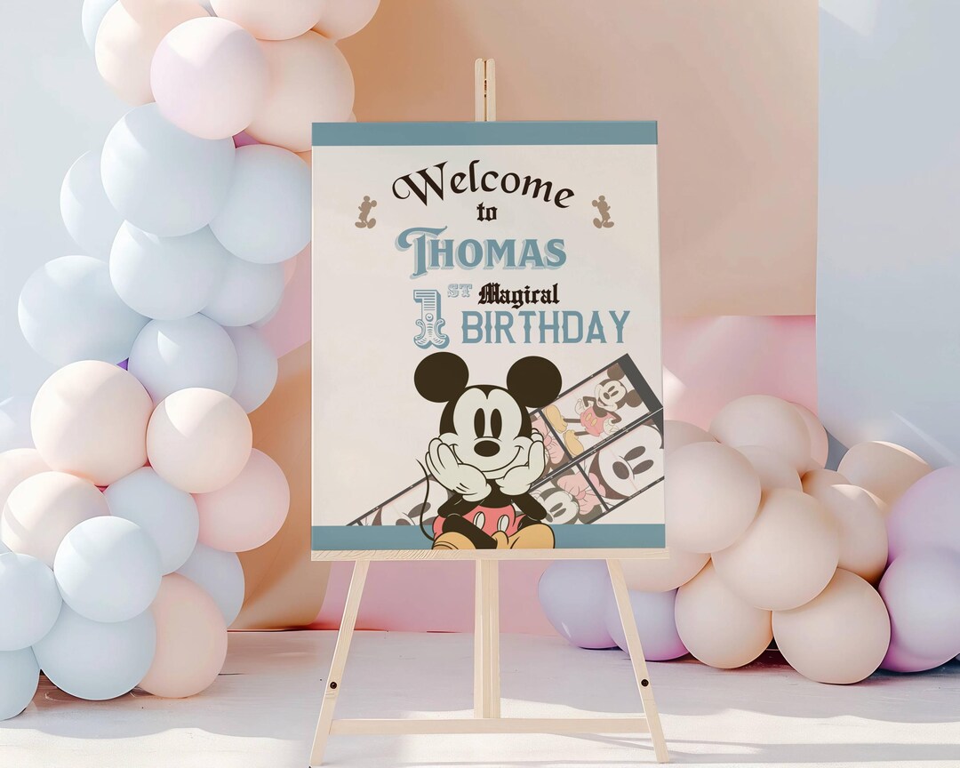 Mickey Mouse Birthday Welcome Sign, Disney Theme Party (digital ...