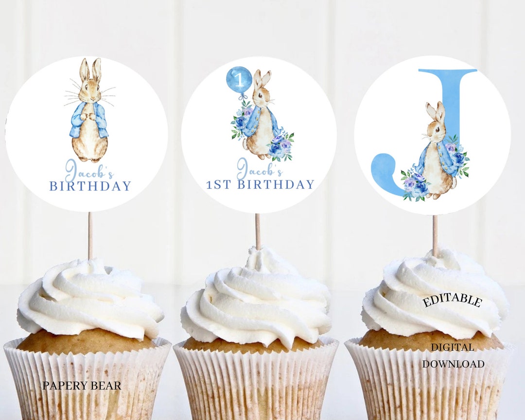 Peter Rabbit Cupcake Topper Decorations, Peter Rabbit Party Decoration ...