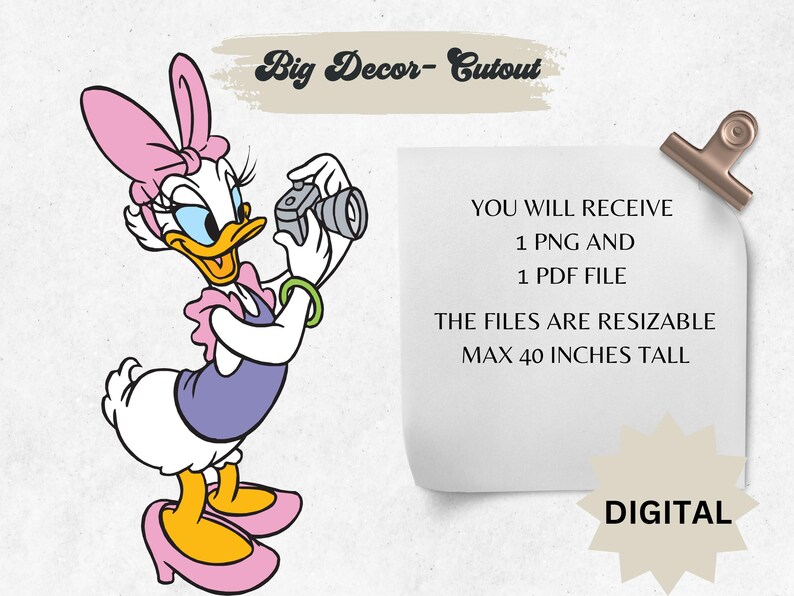 Daisy Duck Groovy Summer Cutout, Backdrop Big Decor, Summer Theme Party ...