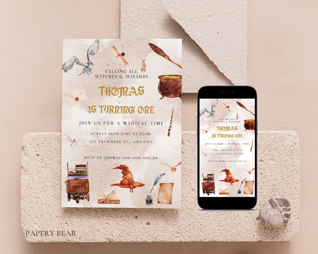 HP Birthday Invitation, Wizard Birthday Invite, Printable Magic Wizard ...