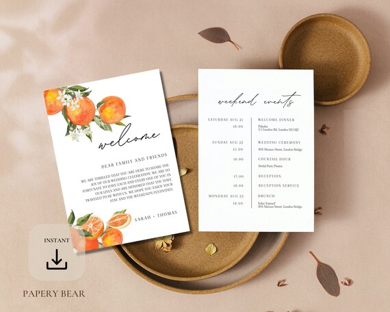 Editable Citrus Welcome Letter & Timeline Templateoranges - Etsy