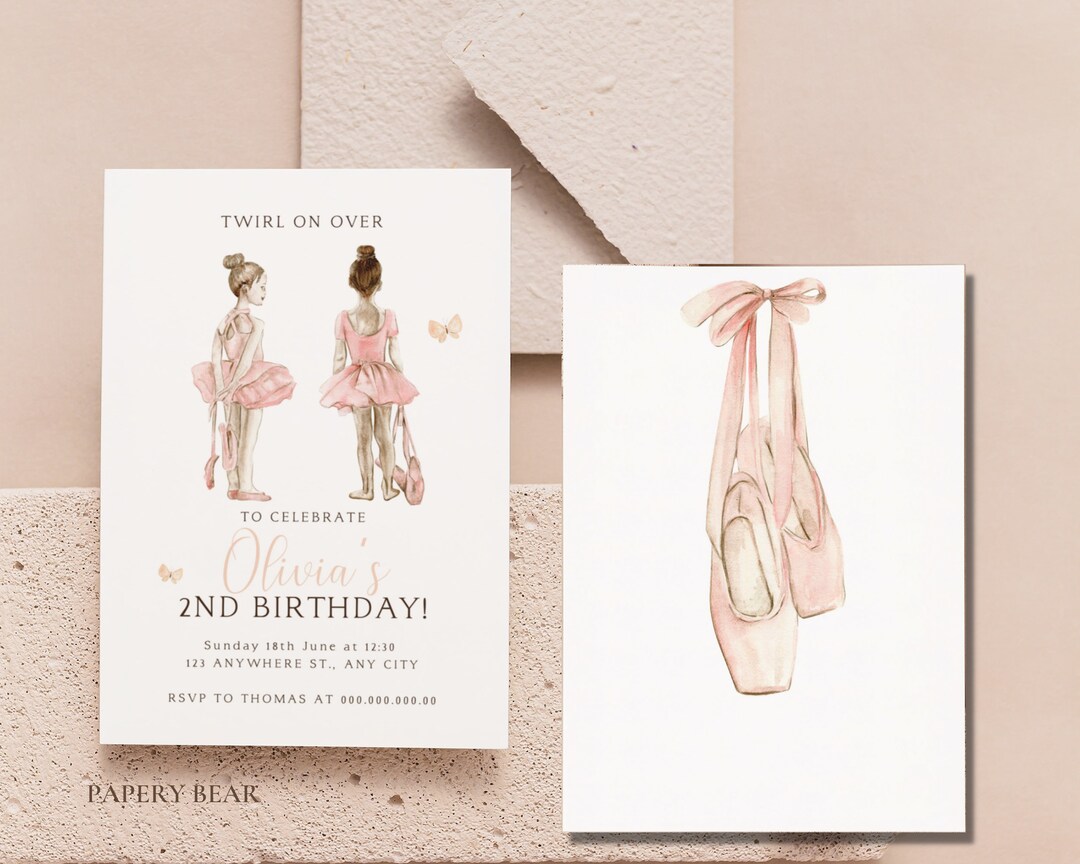 Editable Ballerina Birthday Invitation Template, Ballet Dancer Birthday ...