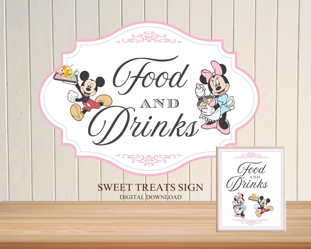 Mickey Minnie Food and Drinks Station Sign Party Decoration, Printable ...