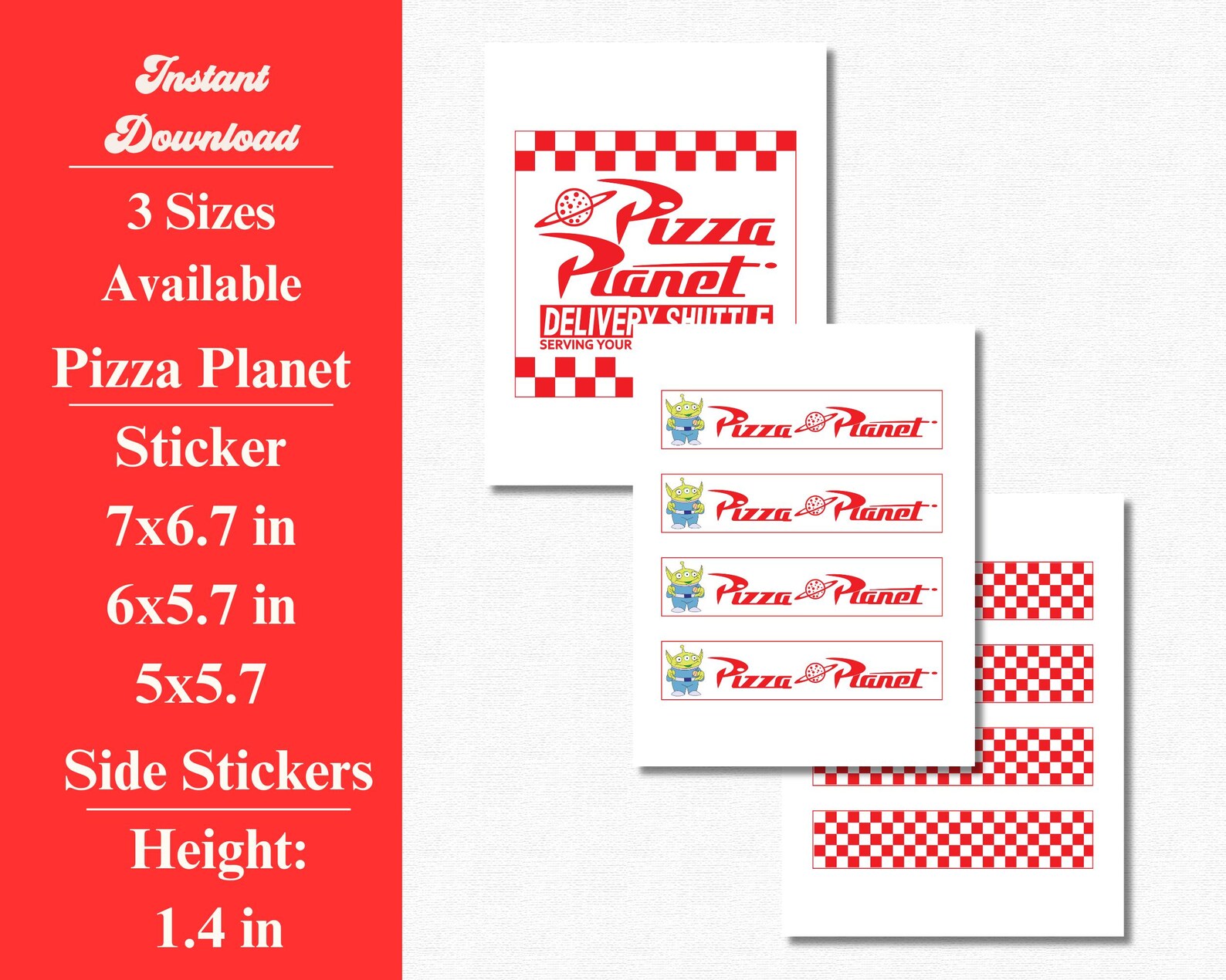 Toy Story Pizza Planet Box Labels, Party Favor Stickers (digital ...