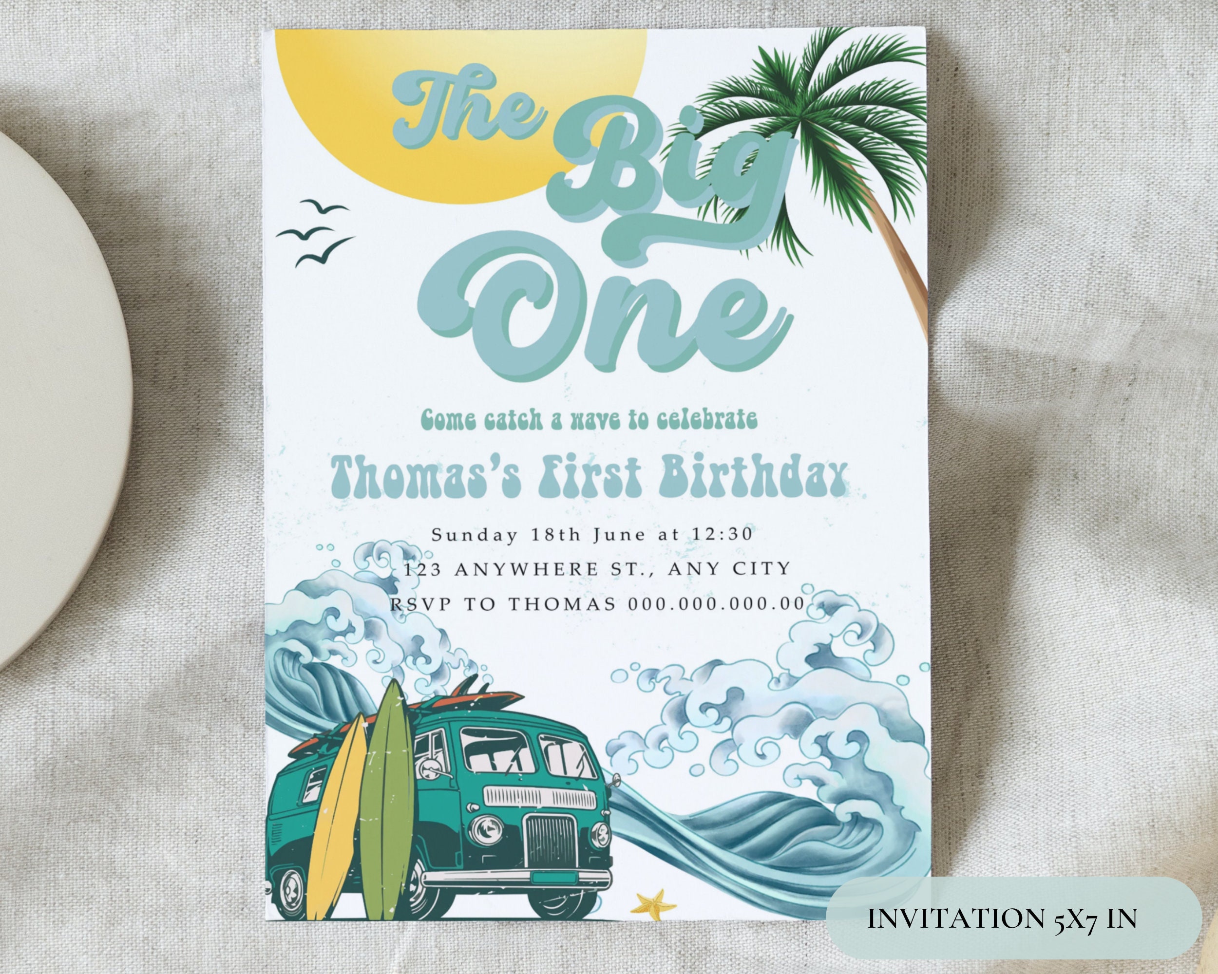 Editable Surf Birthday Invitation Bundle Surfing the Big One - Etsy