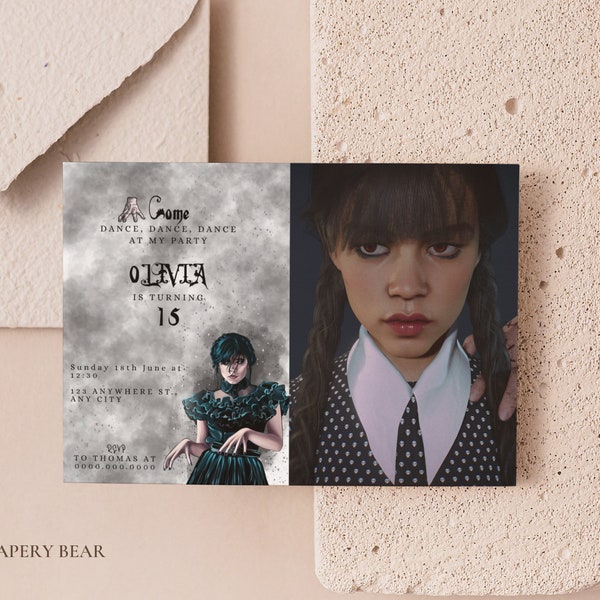 Editable Wednesday Addams Birthday Invitation - Etsy