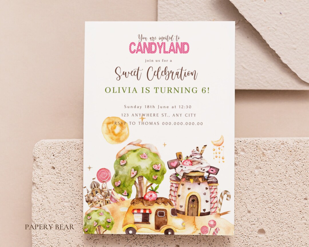 Candyland Birthday Invitation, Candyland Invite, Sweet Celebration ...