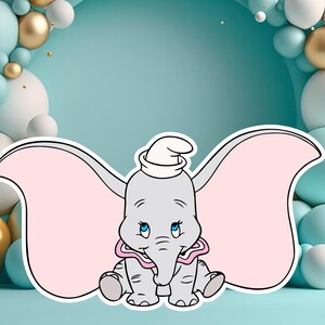 Dumbo Cutout, Backdrop Big Decor, Pastel Elephant Theme Party ...