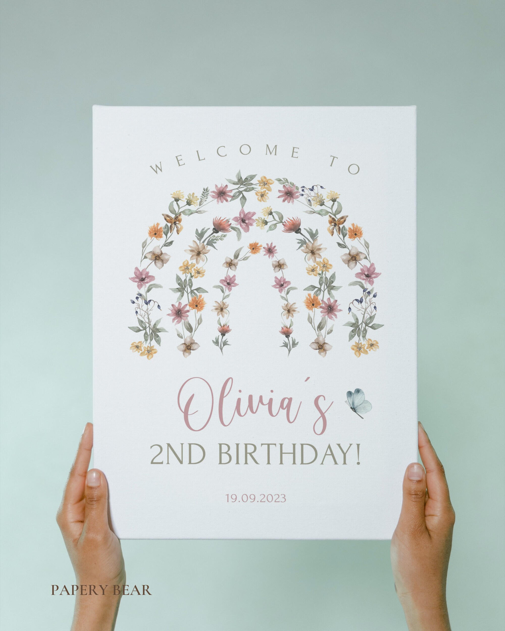 Wildflower Rainbow Welcome Birthday Sign, Welcome Sign Girl, Girls ...