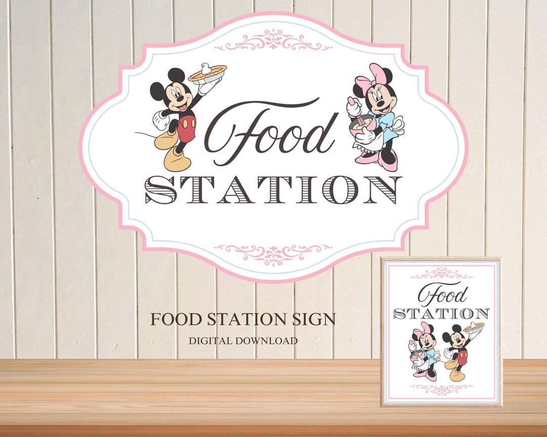 Mickey Minnie Food Station Sign Party Decoration, Printable Mickey ...