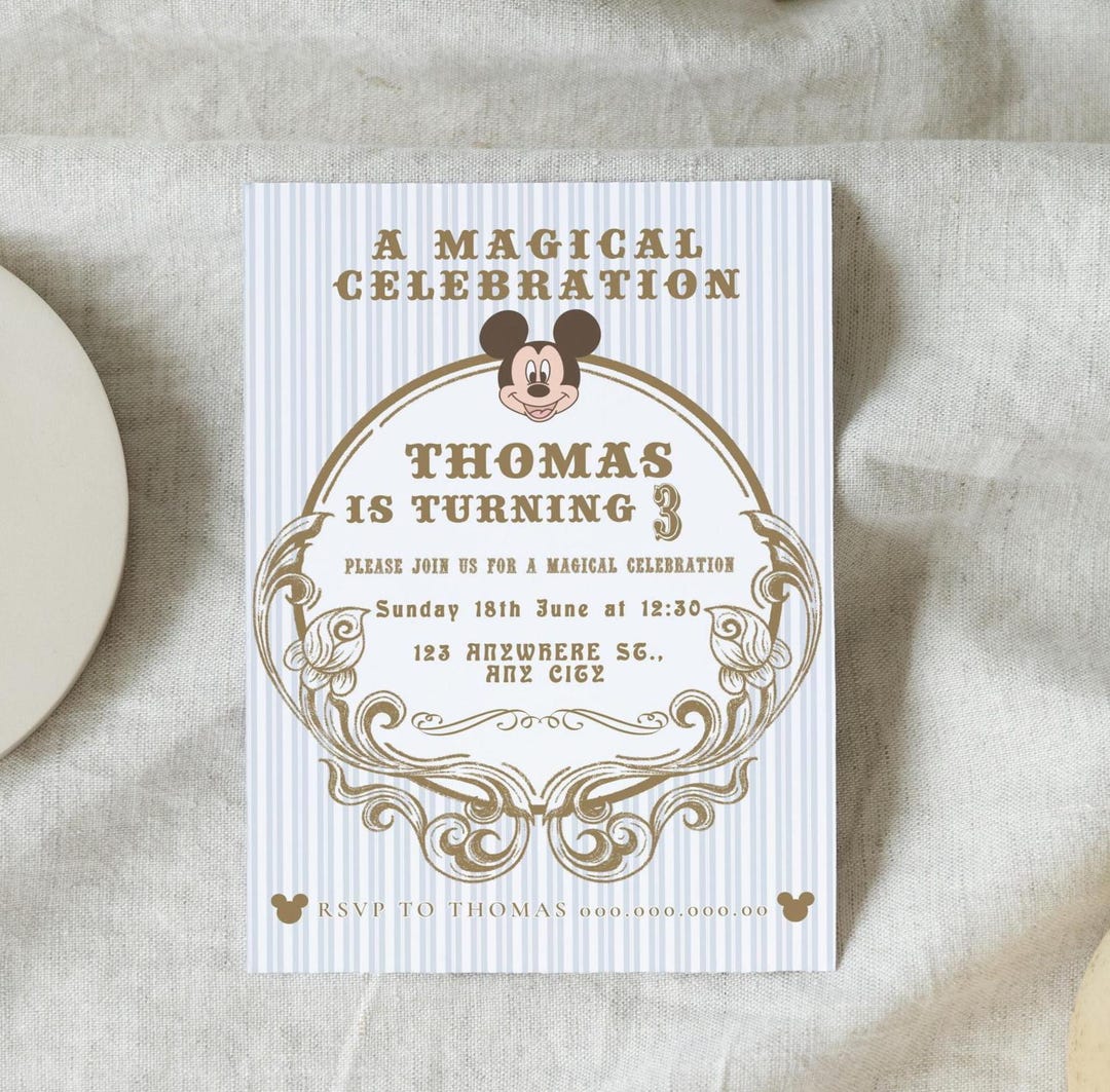 Vintage Mouse Birthday Invitation, Mickey Theme Party (digital Download ...