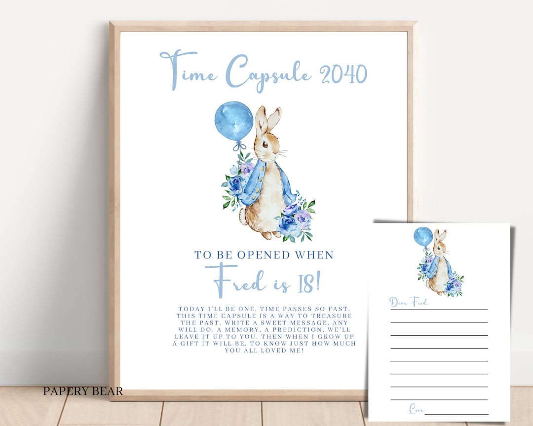 Editable Peter Rabbit Time Capsule Sign, Peter Rabbit Boy Party ...