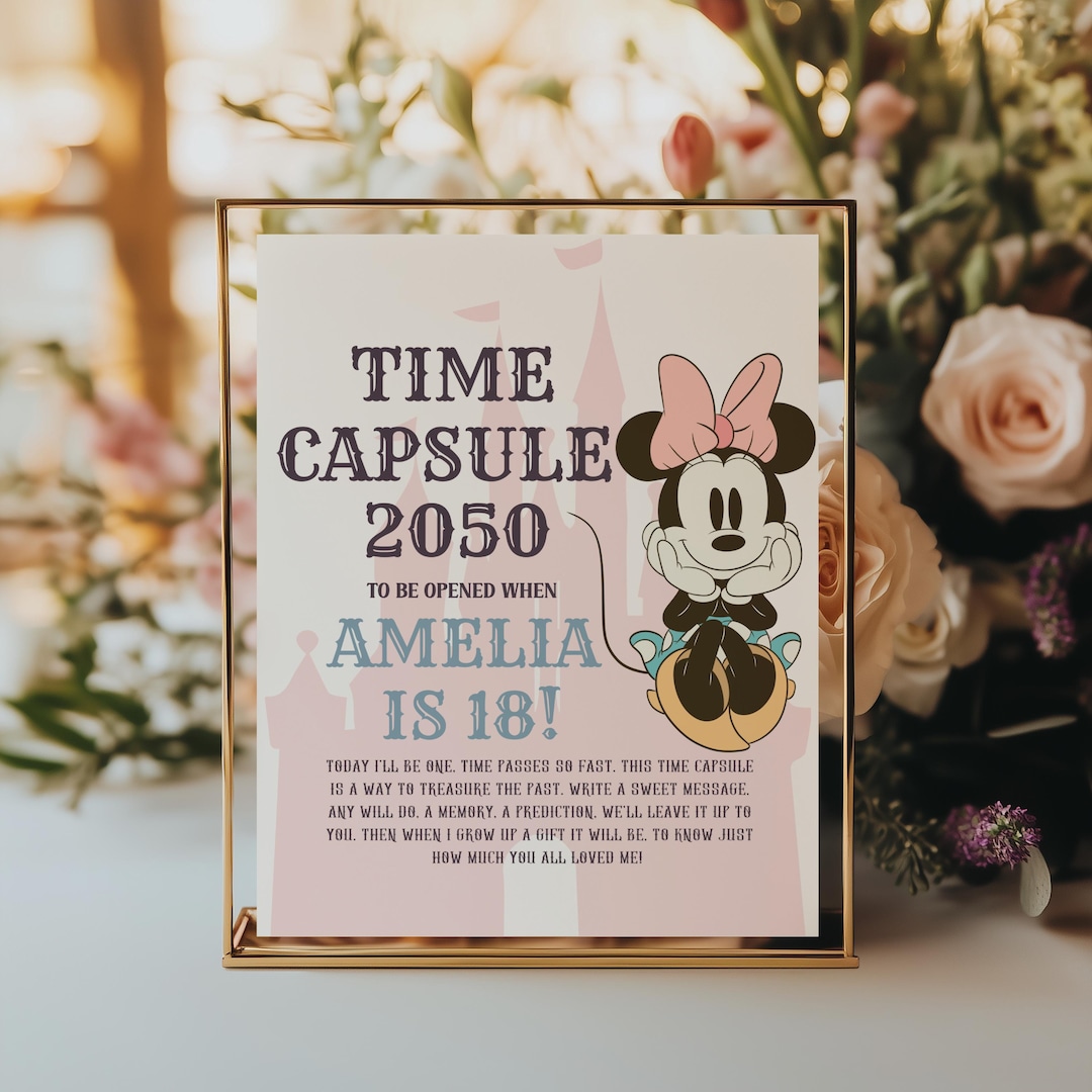 Editable Minnie Mouse Time Capsule Sign, Birthday Keepsake (digital ...