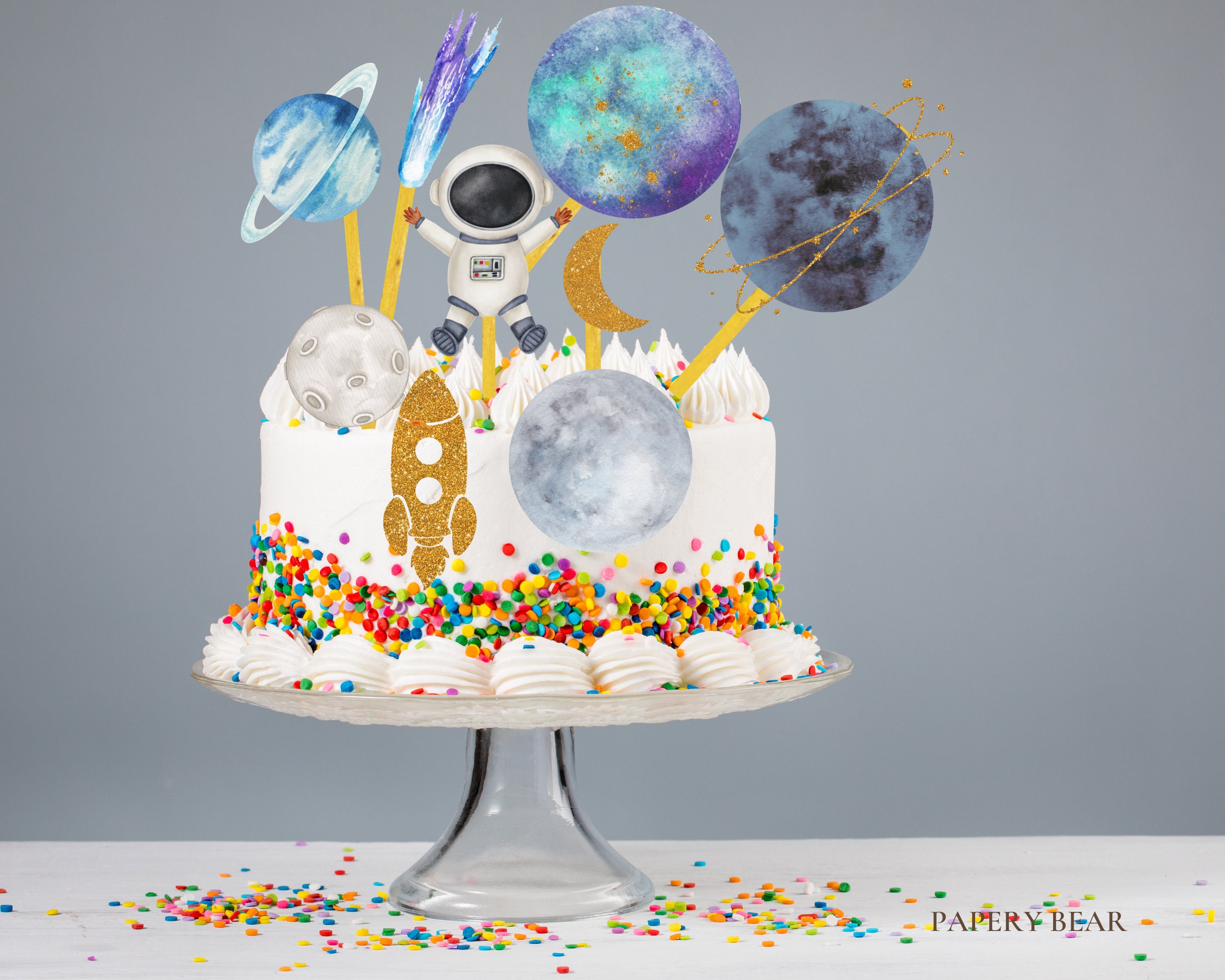 Printable Outer Space Planets Cake Topper Astronaut Rocket Space ...