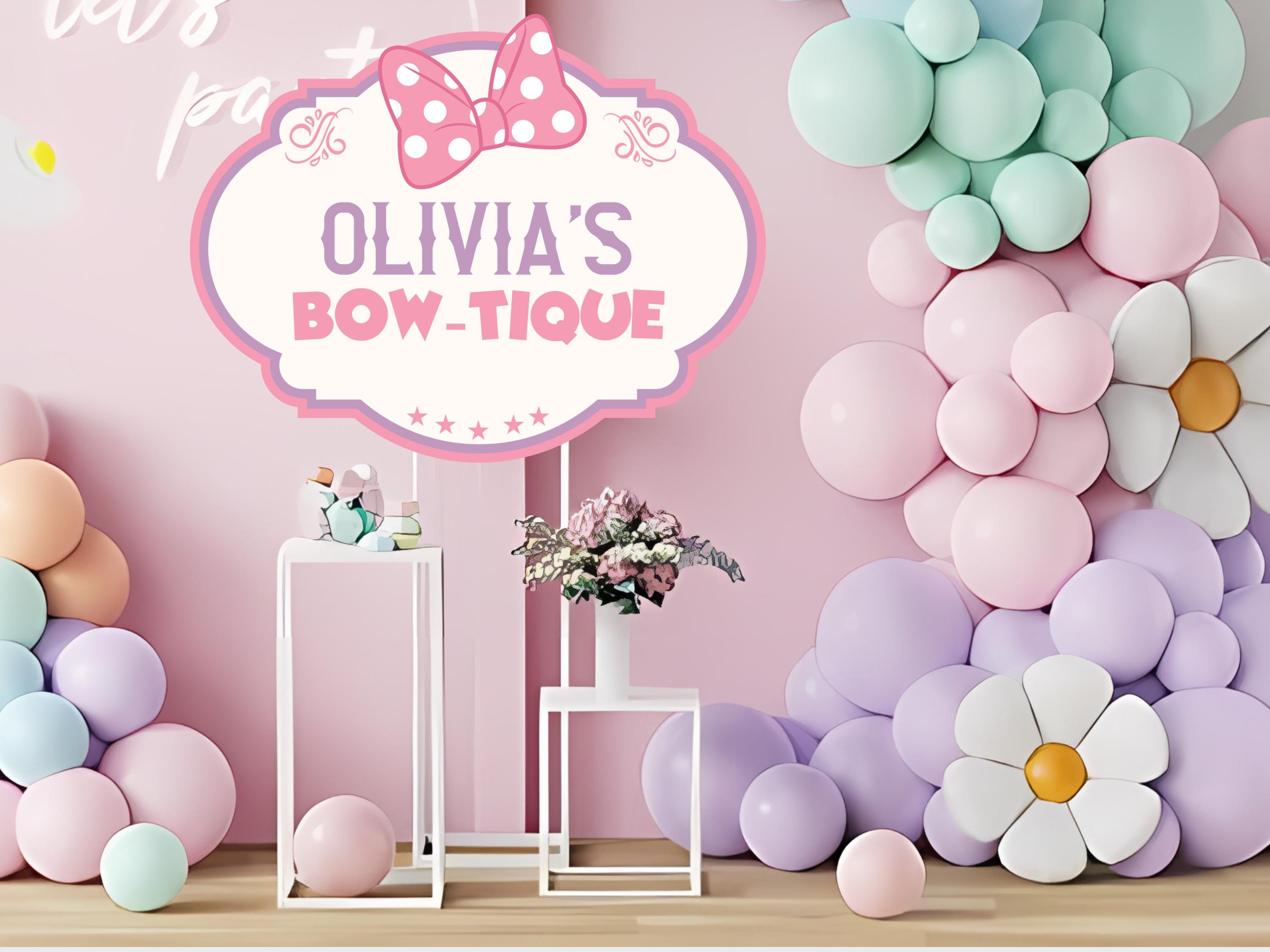 Editable Bowtique Birthday Sign, Minnie Mouse Bow Birthday Decor, Girl ...