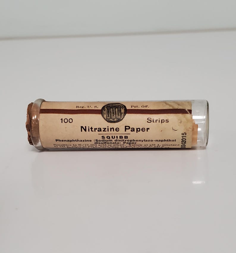 Vintage E B Squibb and Sons Glass Vial NITRAZINE Paper With Cork Top - Etsy