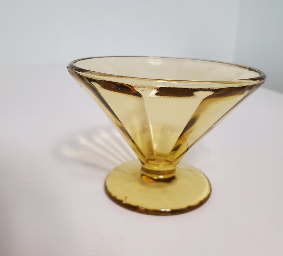1930's Vintage Amber Yellow Depression Pedestal Sherbert Bowl - Etsy