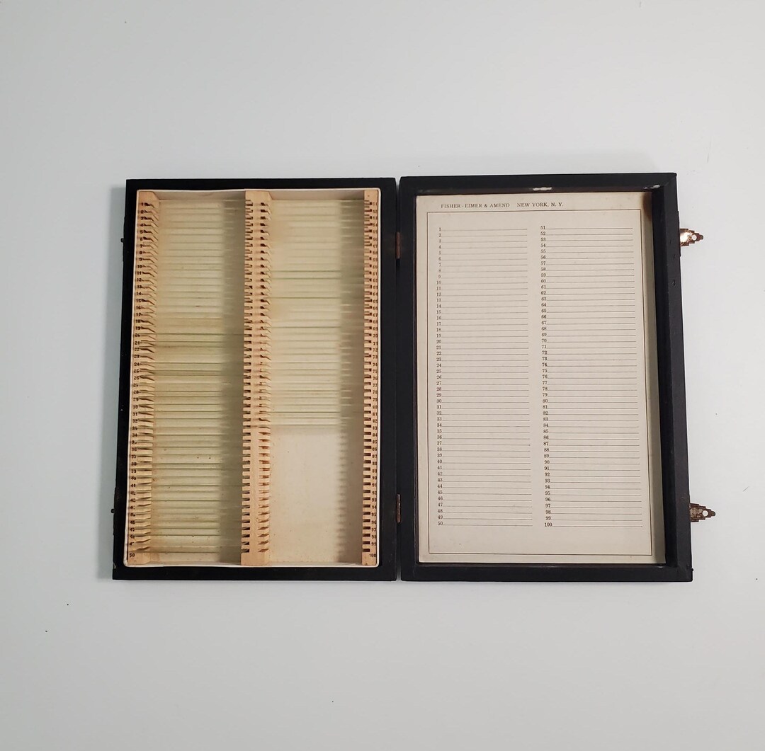 Vintage Wooden Microscope 100 Slide Case With 83 Glass Slides - Etsy
