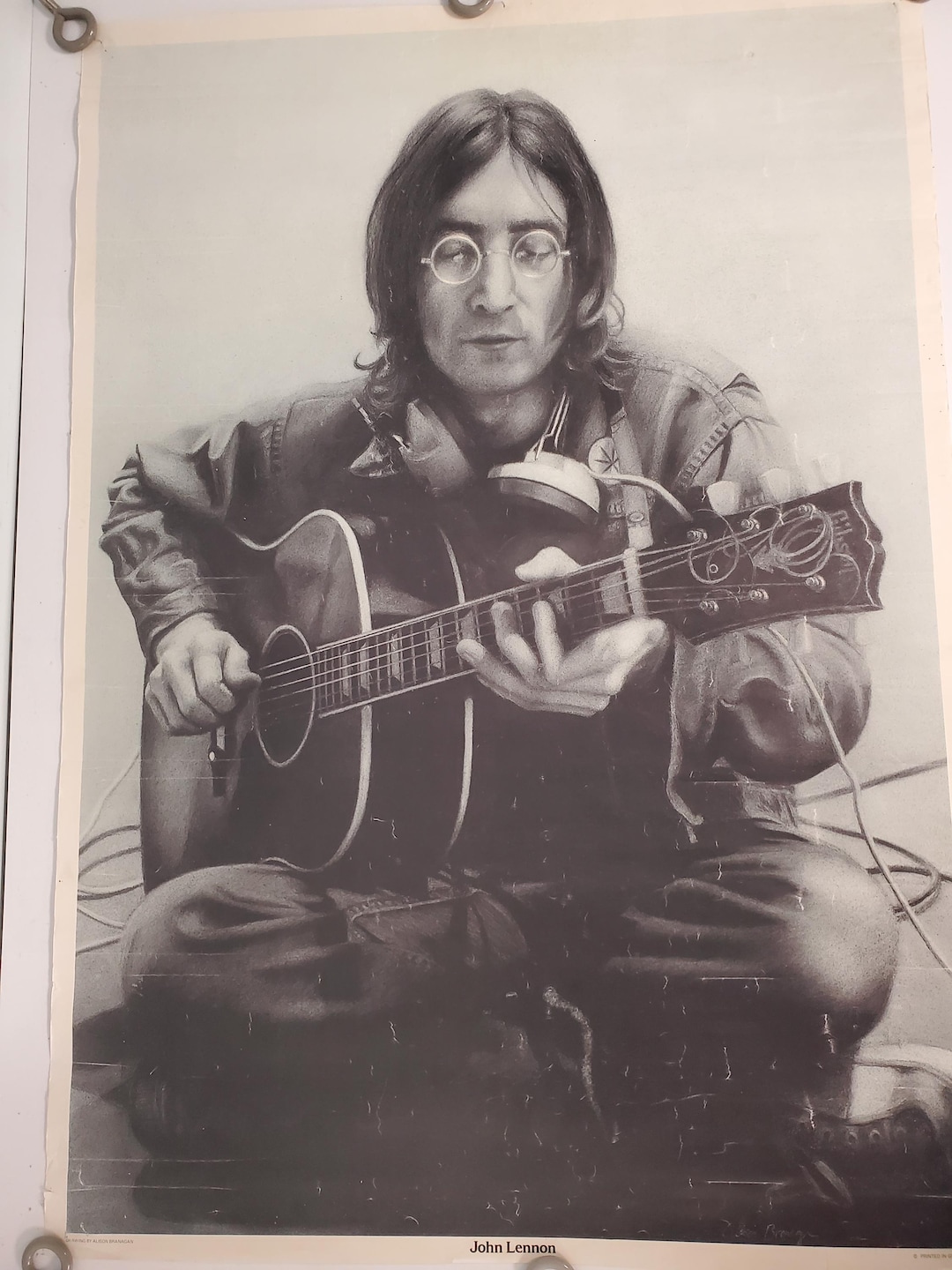 Vintage JOHN LENNON PRINT Drawn by Alison Branagan - Etsy