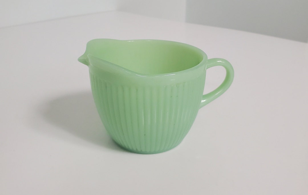 1940's Rare Vintage Fire JADEITE Anchor Hocking CREAMER. Jane Ray ...