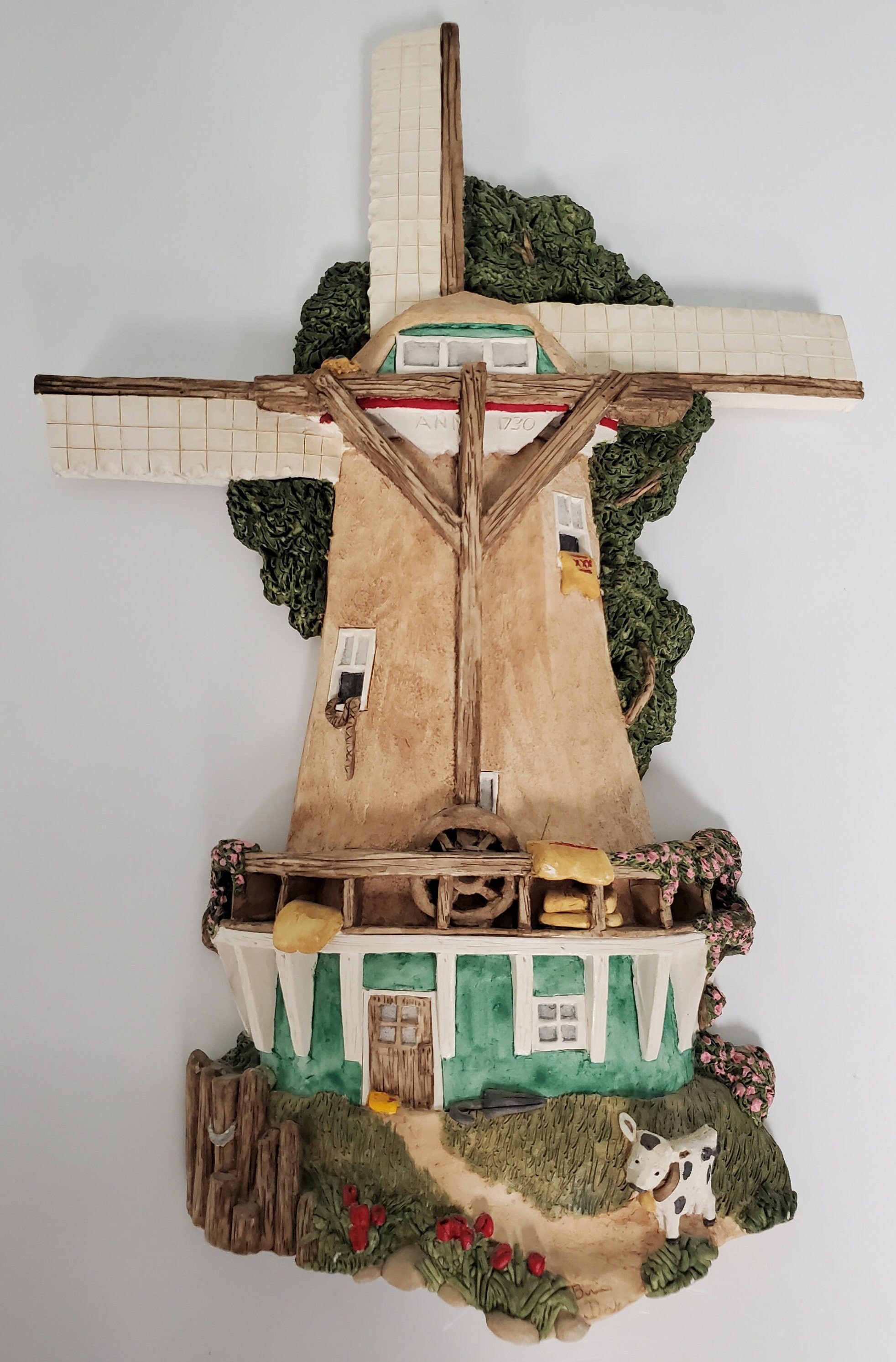 1988 Brian Baker's Dejavu Collection- WINDMILL on the DIKE Wall Plaque ...