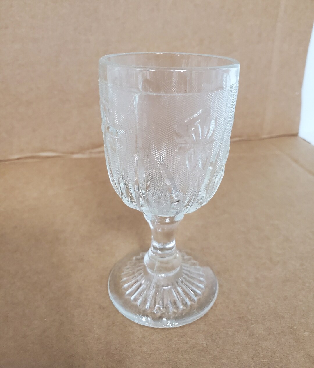 1930's Vintage Jeanette Iris and Herringbone Pattern Depression Wine ...