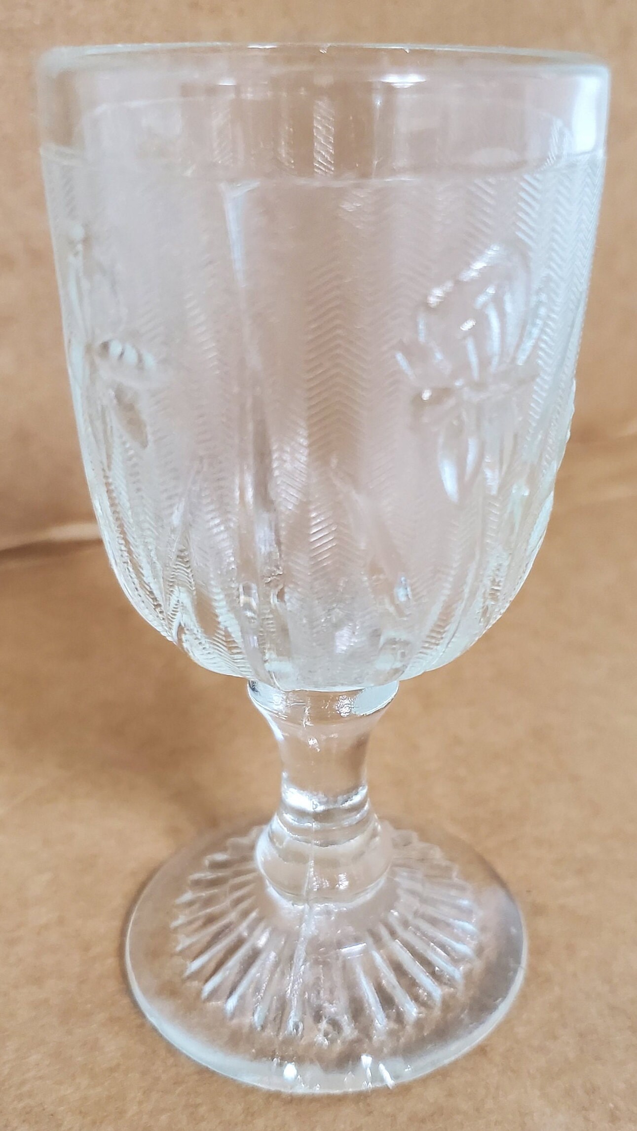 1930's Vintage Jeanette Iris and Herringbone Pattern Depression Wine ...