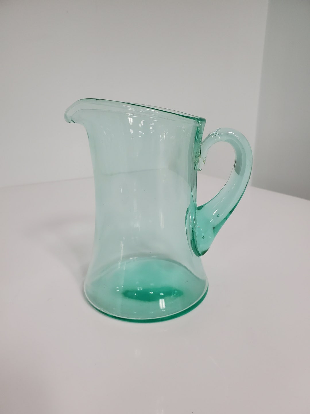 Vintage Green Depression Glass Pitcher - Etsy