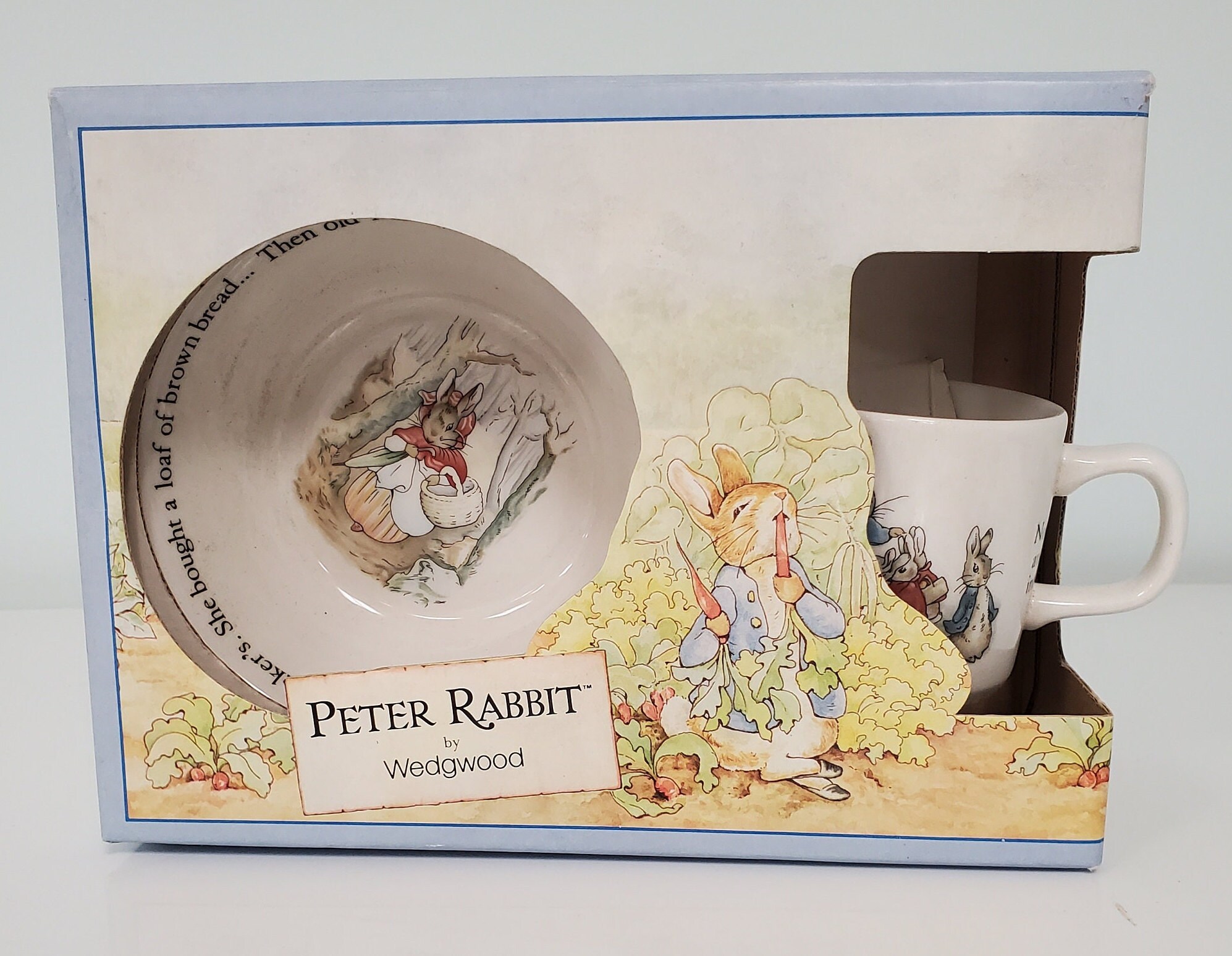 1991 Vintage Beatrix Potter PETER RABBIT Christening 3pc. Set - Etsy