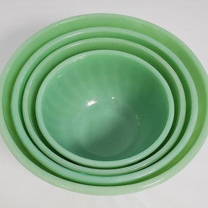 Vintage Fire King JADEITE Swirl Mixing Bowl Set - Etsy