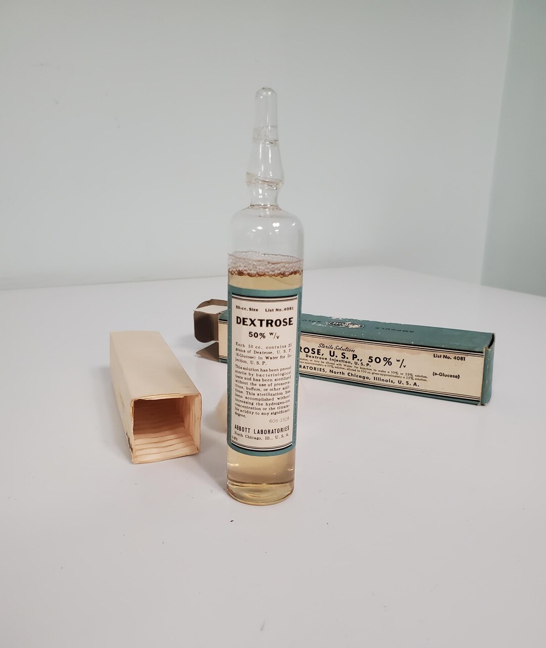 Vintage Rare ABBOTT LABORATORIES DEXTROSE 50cc Ampoule in Original Box ...