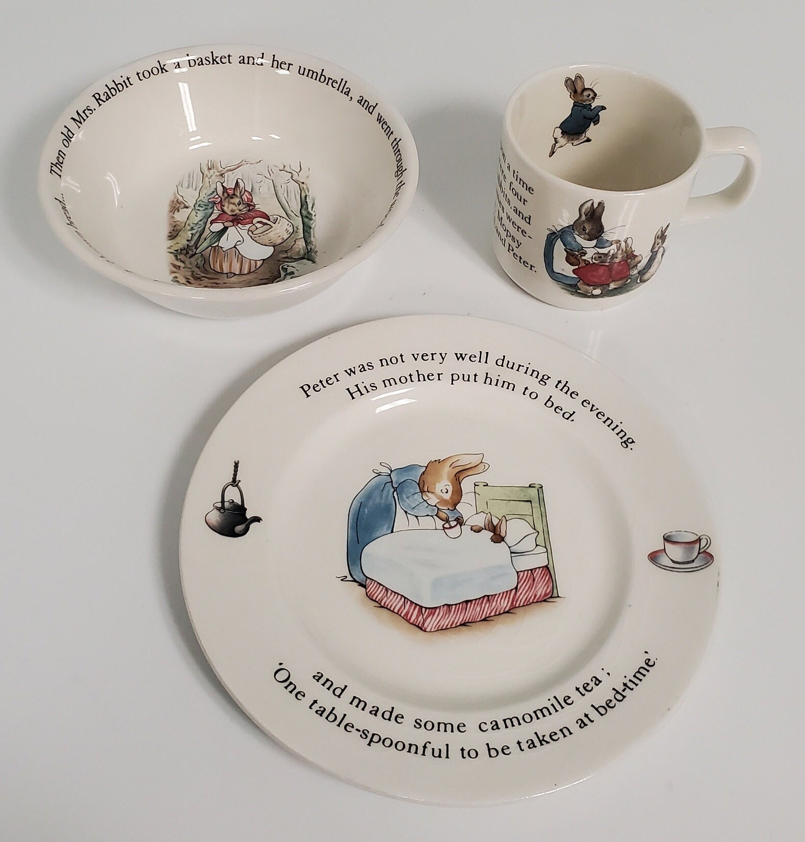 1970-80's Vintage Wedgewood Beatrix Potter PETER RABBIT Child Dish Set ...