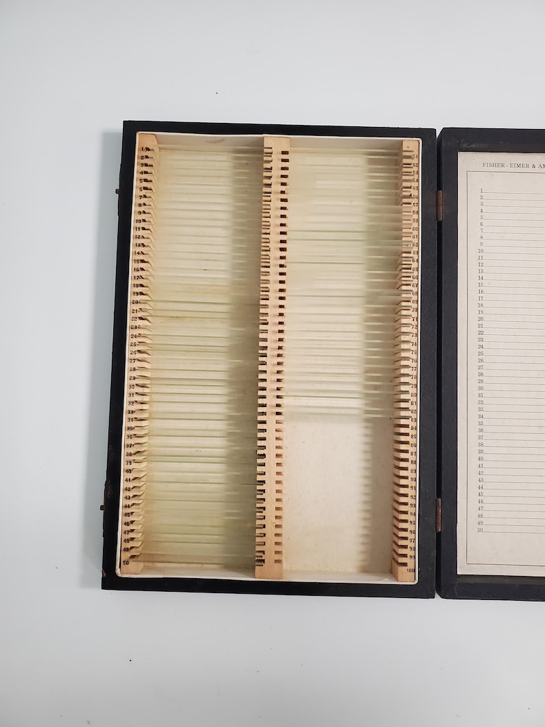 Vintage Wooden Microscope 100 Slide Case With 83 Glass Slides - Etsy