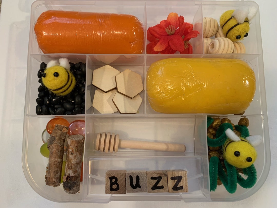 Honey Bee Sensory Play Dough Activity Bin Kit for Kids - Summer Sensory ...
