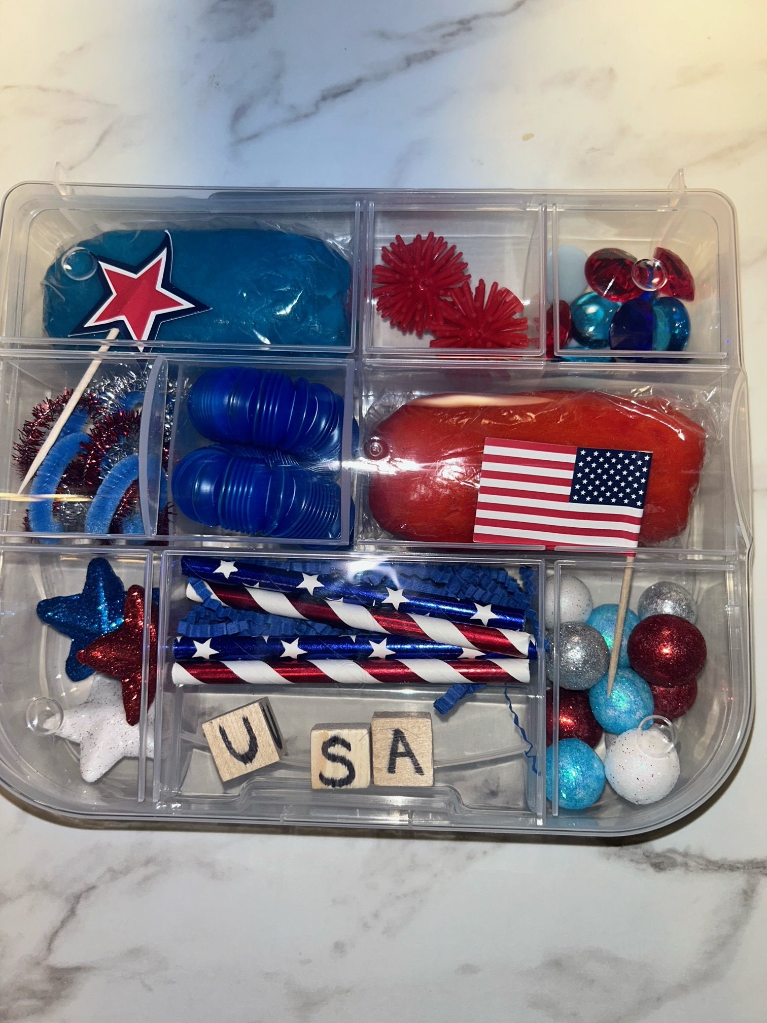 Patriotic Playdough Sensory Bin Kit - Fourth of July Theme - Etsy