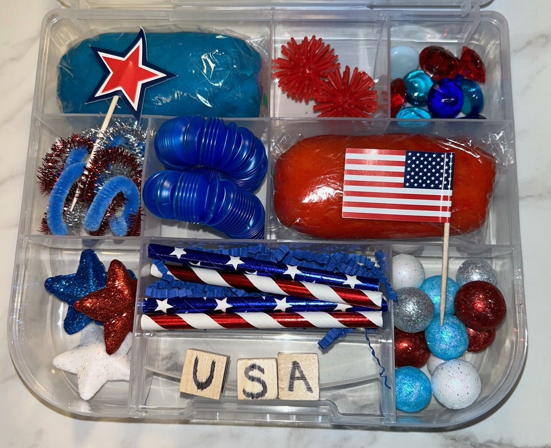 Patriotic Fourth of July - Red White and Blue Flag Playdough Sensory ...