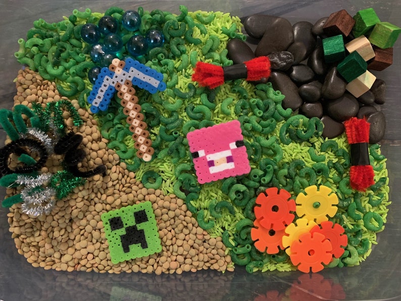 Minecraft - Creeper - Sensory Bin Activity Kit for Kids - Etsy