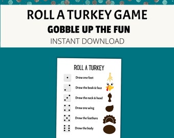 Roll a Turkey Game Printable Thanksgiving Turkey Game Digital Download ...