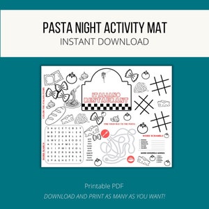 Personalized Pasta Night Activity Placemat Customize Pasta Restaurant ...