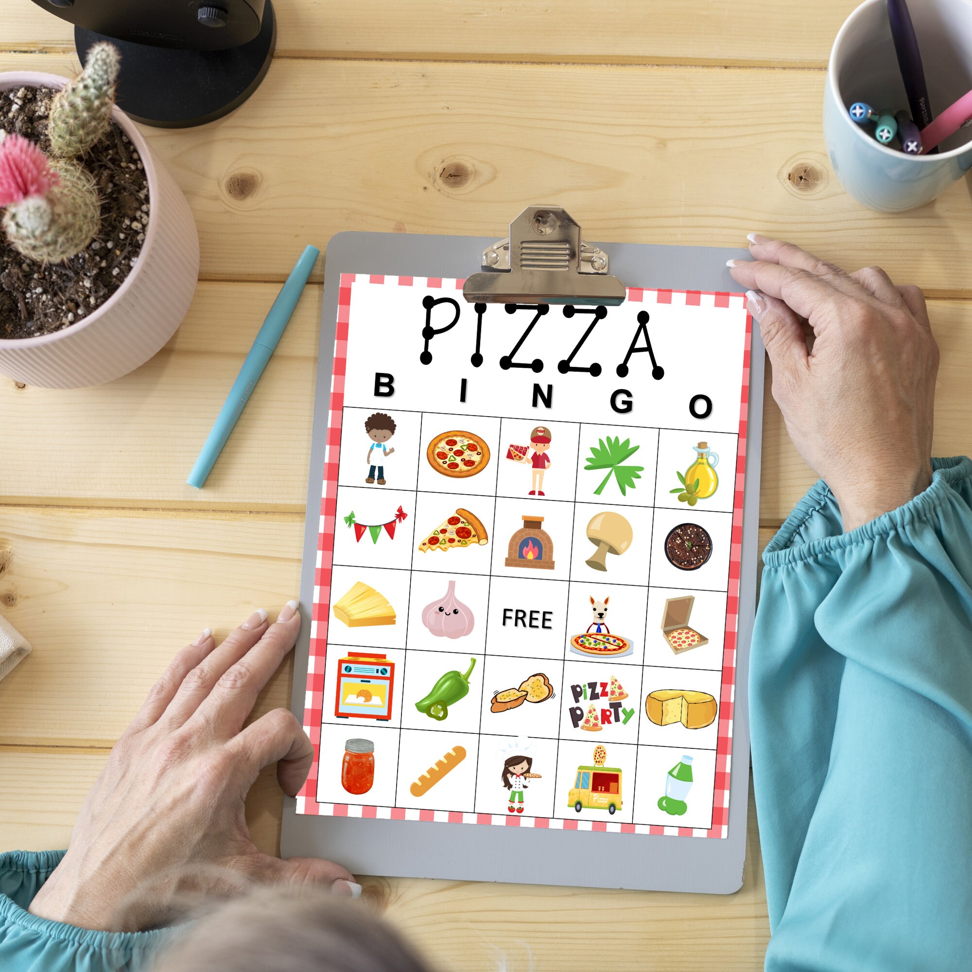 Pizza Bingo Printable for Classrooms, Senior Activities, School, Family ...