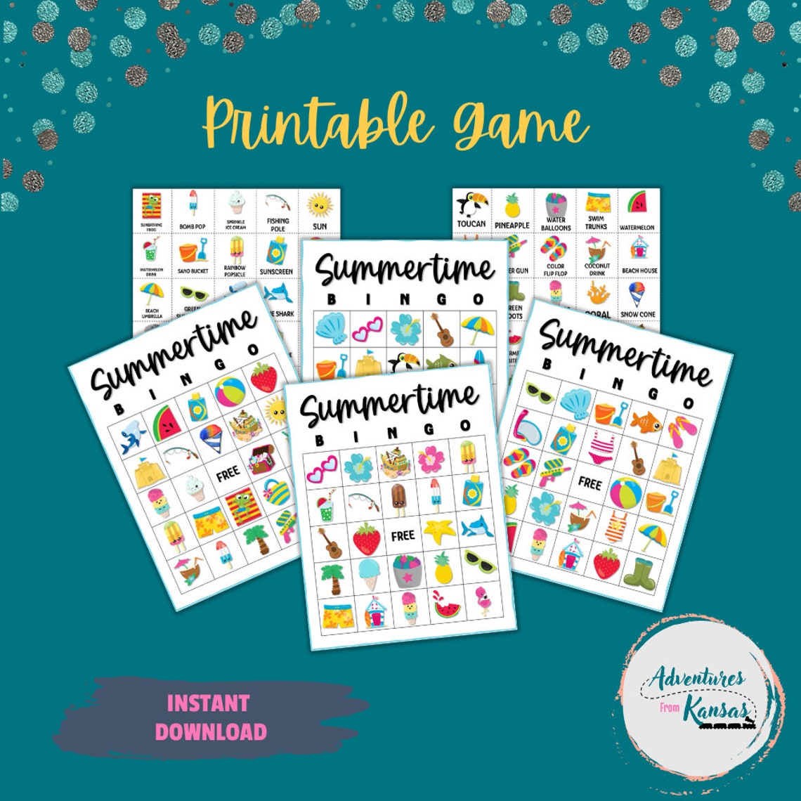 Summertime BINGO Game Printable Summer Party Game Seasonal BINGO Summer ...