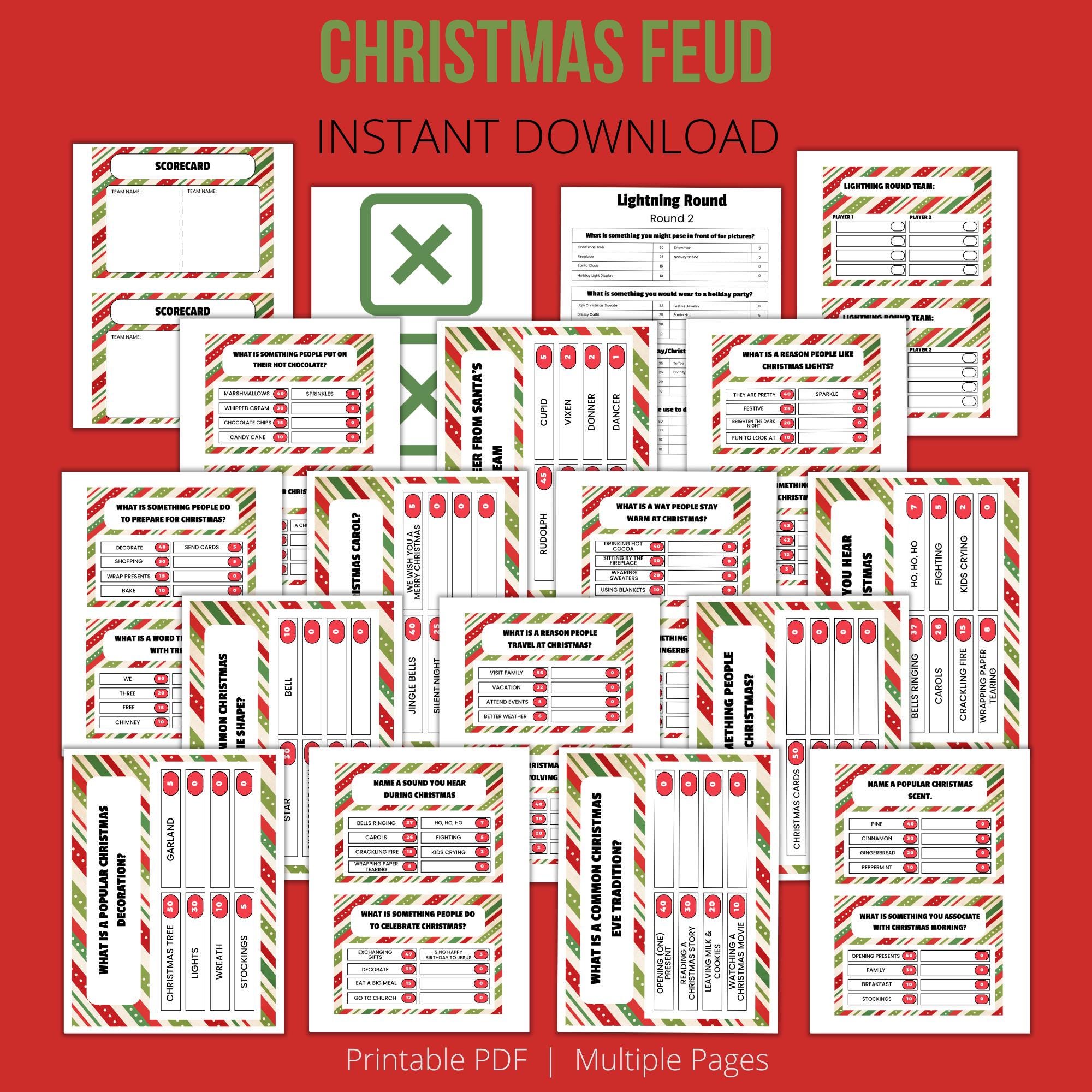 Christmas Trivia Friendly Feud Game for Teams, Families, and Friends ...
