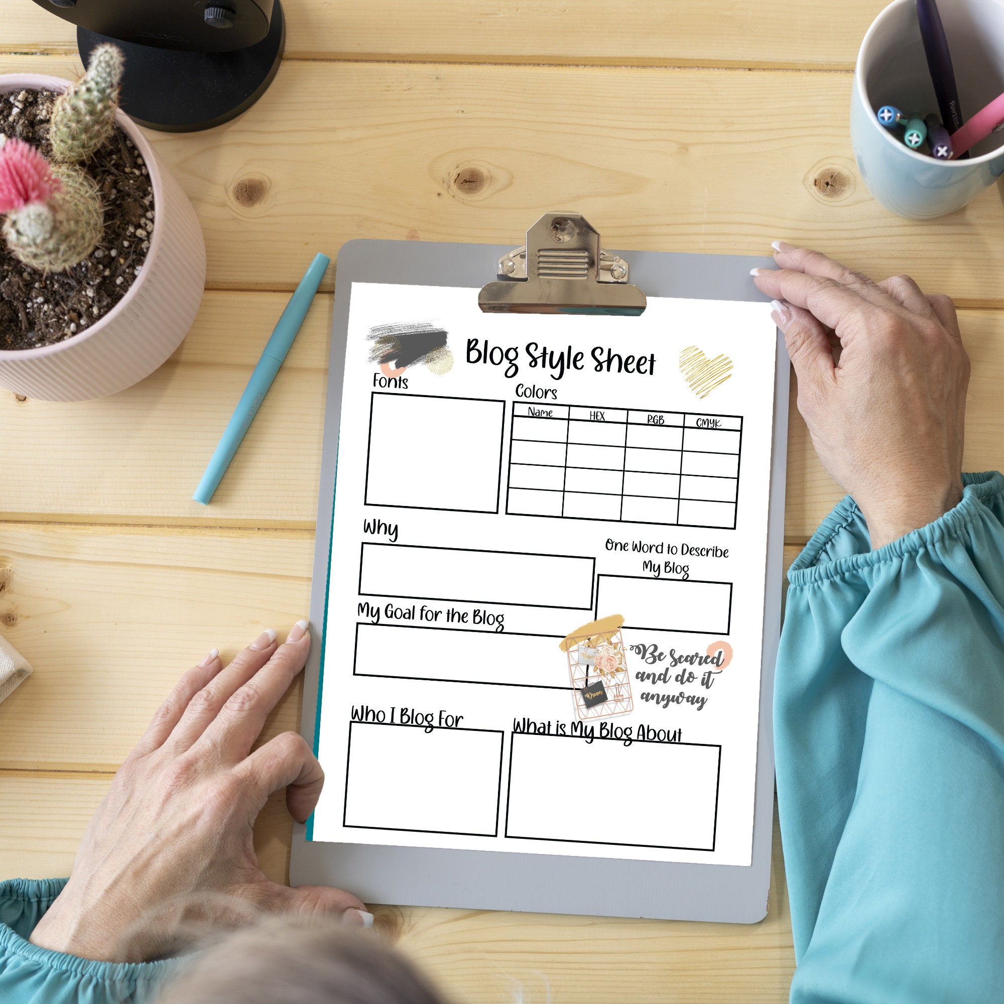 Printable Fillable Blog Style Sheet in Gold and Blush Feminine Style - Etsy