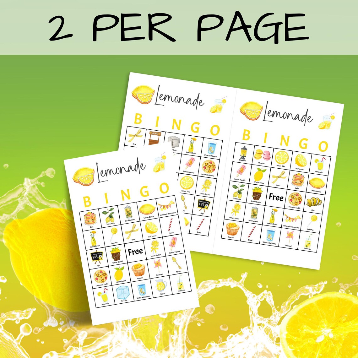 Lemonade Bingo Printable for Birthday Parties, Family Game Night ...