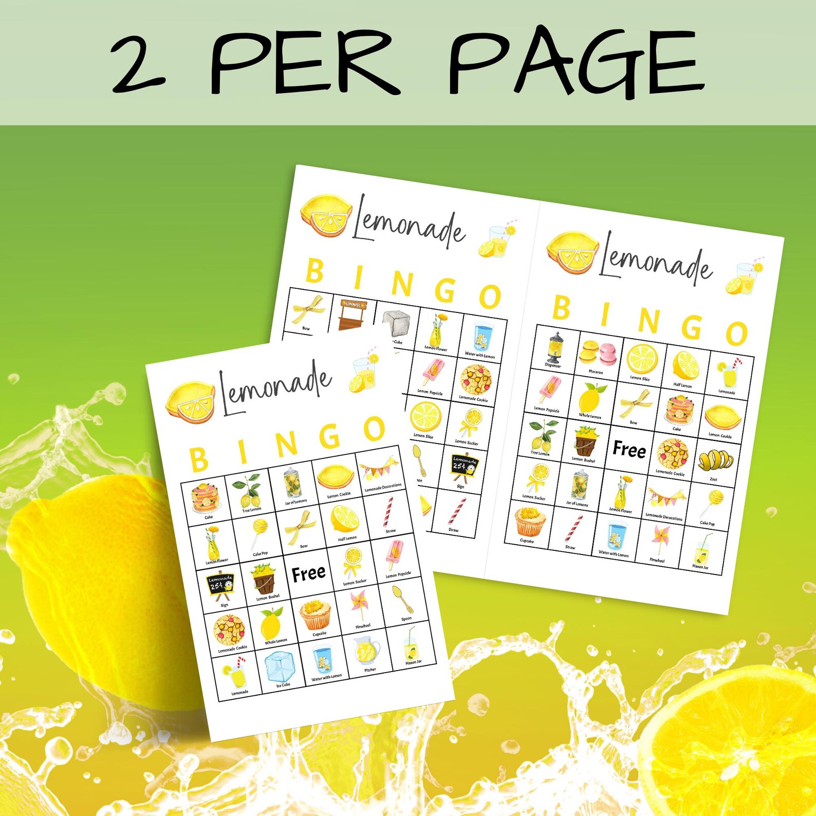 Lemonade Bingo Printable for Birthday Parties, Family Game Night ...