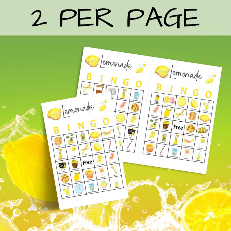 Lemonade Bingo Printable for Birthday Parties, Family Game Night ...
