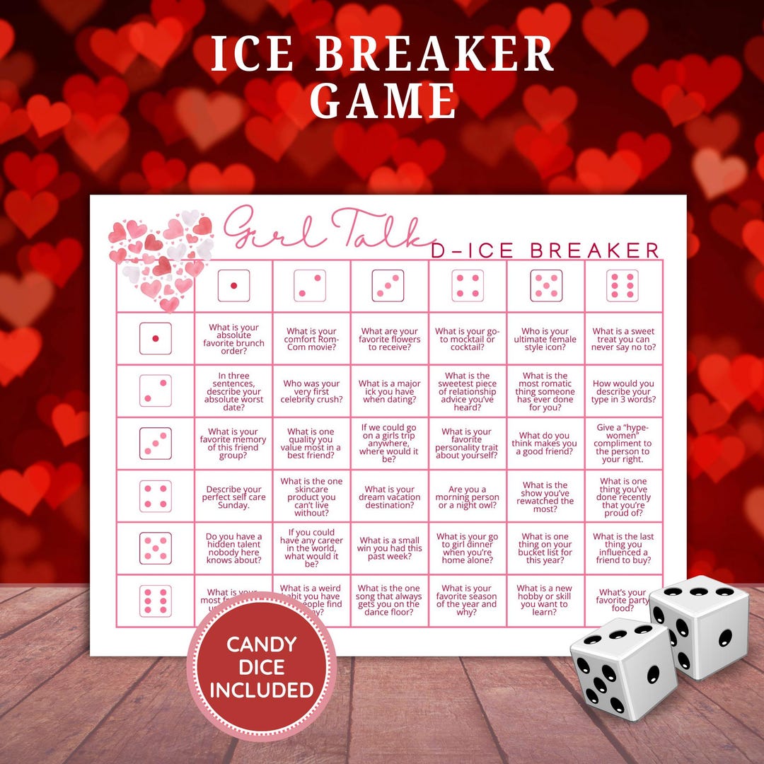 Dice Game Ice Breaker Girl Talk, Girls Night in Get to Know You ...